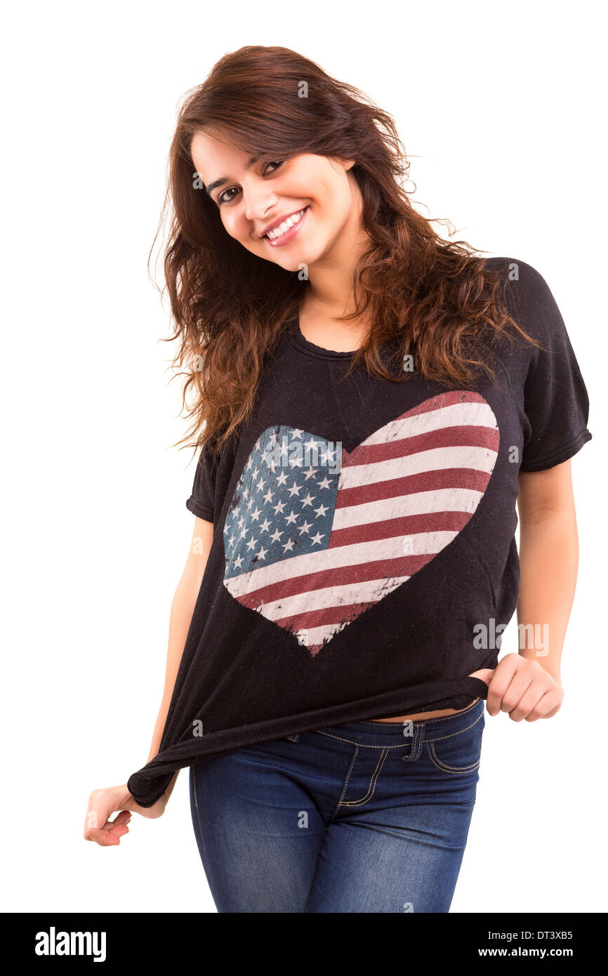 A very beautiful young woman posing isolated Stock Photo - Alamy
