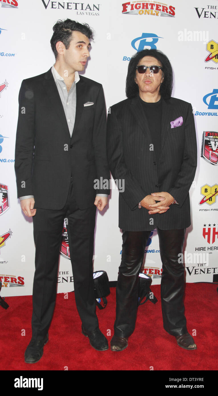 Las Vegas, Nevada, USA. 7th Feb, 2014. Musician Gene Simmons and son ...