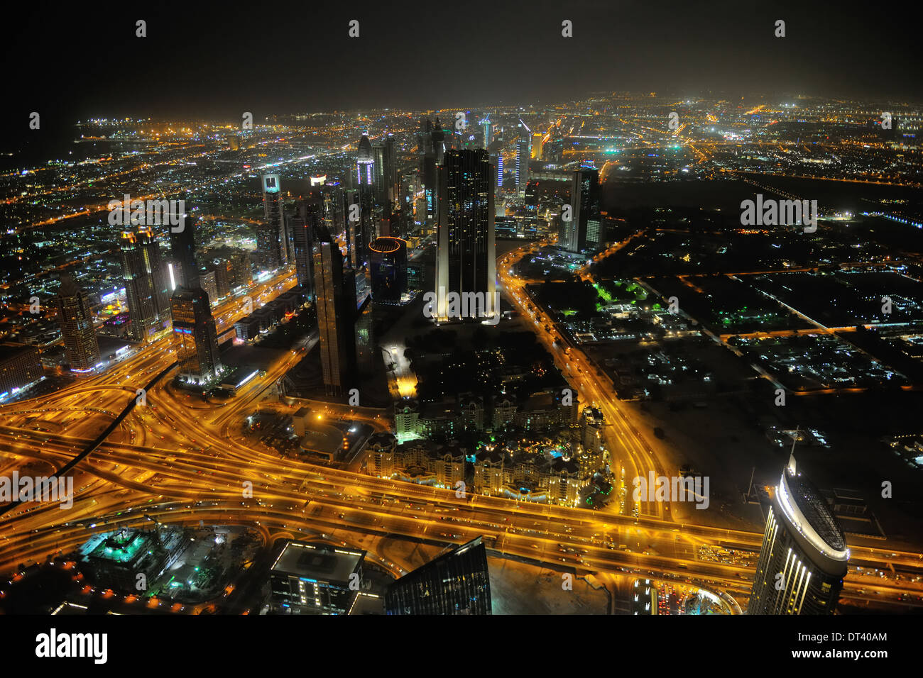 Panorama of down town Dubai city at night Stock Photo - Alamy