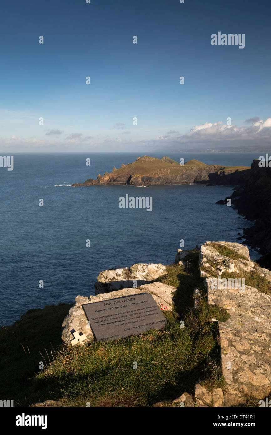 Pentire Point; Plaque Commemorating the Poem 'The Fallen' by Lawrence ...