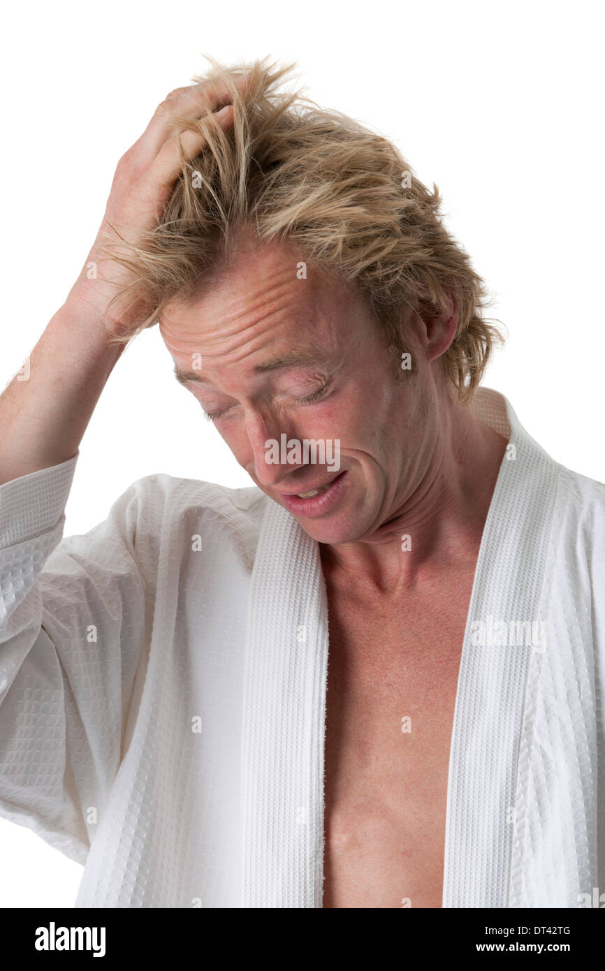 Man with headache on white background Stock Photo - Alamy