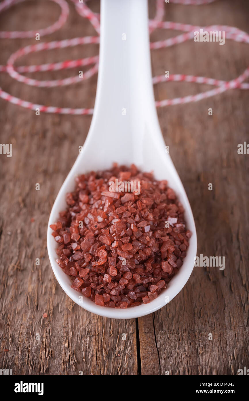 Red salt from Hawaii in the spoon Stock Photo - Alamy