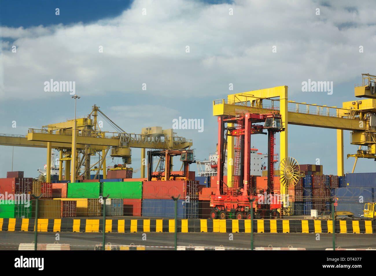 container ship leaving the container port terminal Stock Photo - Alamy
