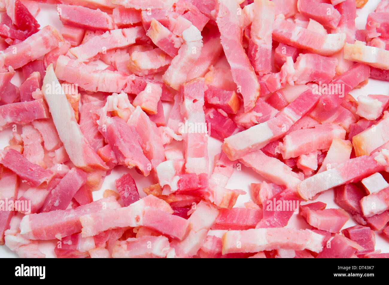 closeup of a pile of chopped raw bacon Stock Photo - Alamy