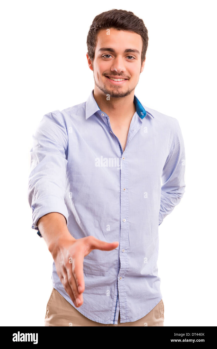 Young business man offering handshake Stock Photo - Alamy