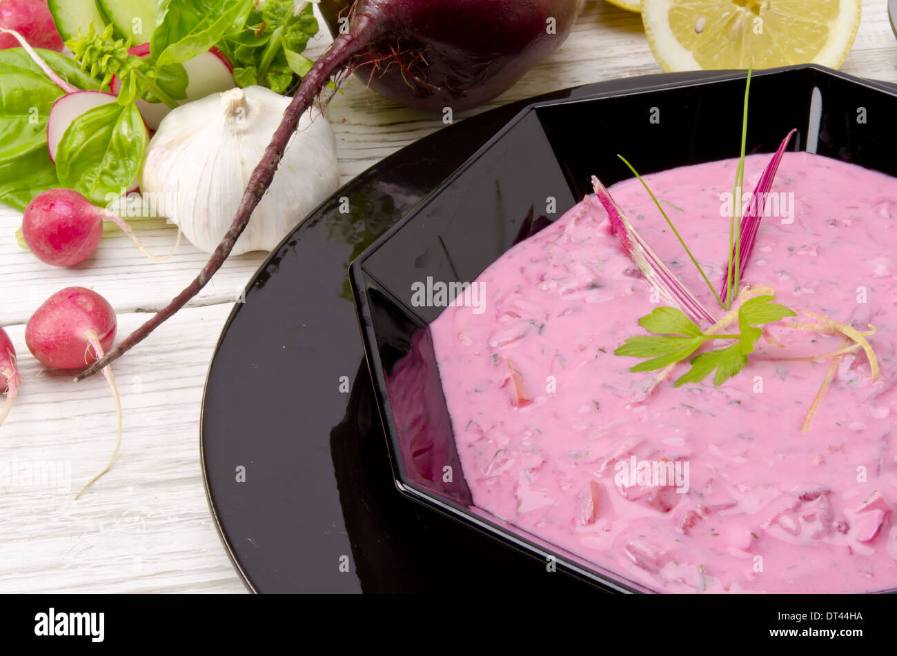 Cold beet soup Stock Photo - Alamy