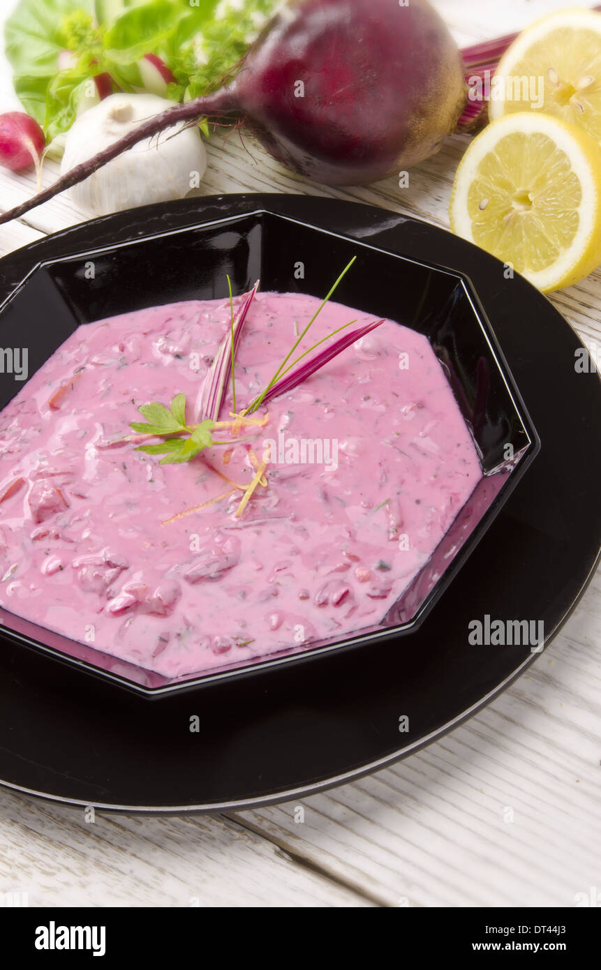 Cold beet soup Stock Photo - Alamy