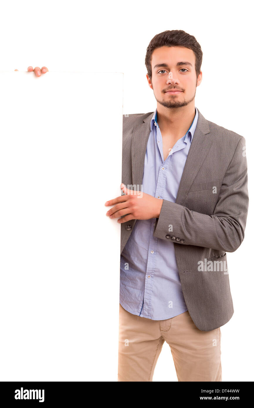 Handsome business man presenting your product Stock Photo - Alamy