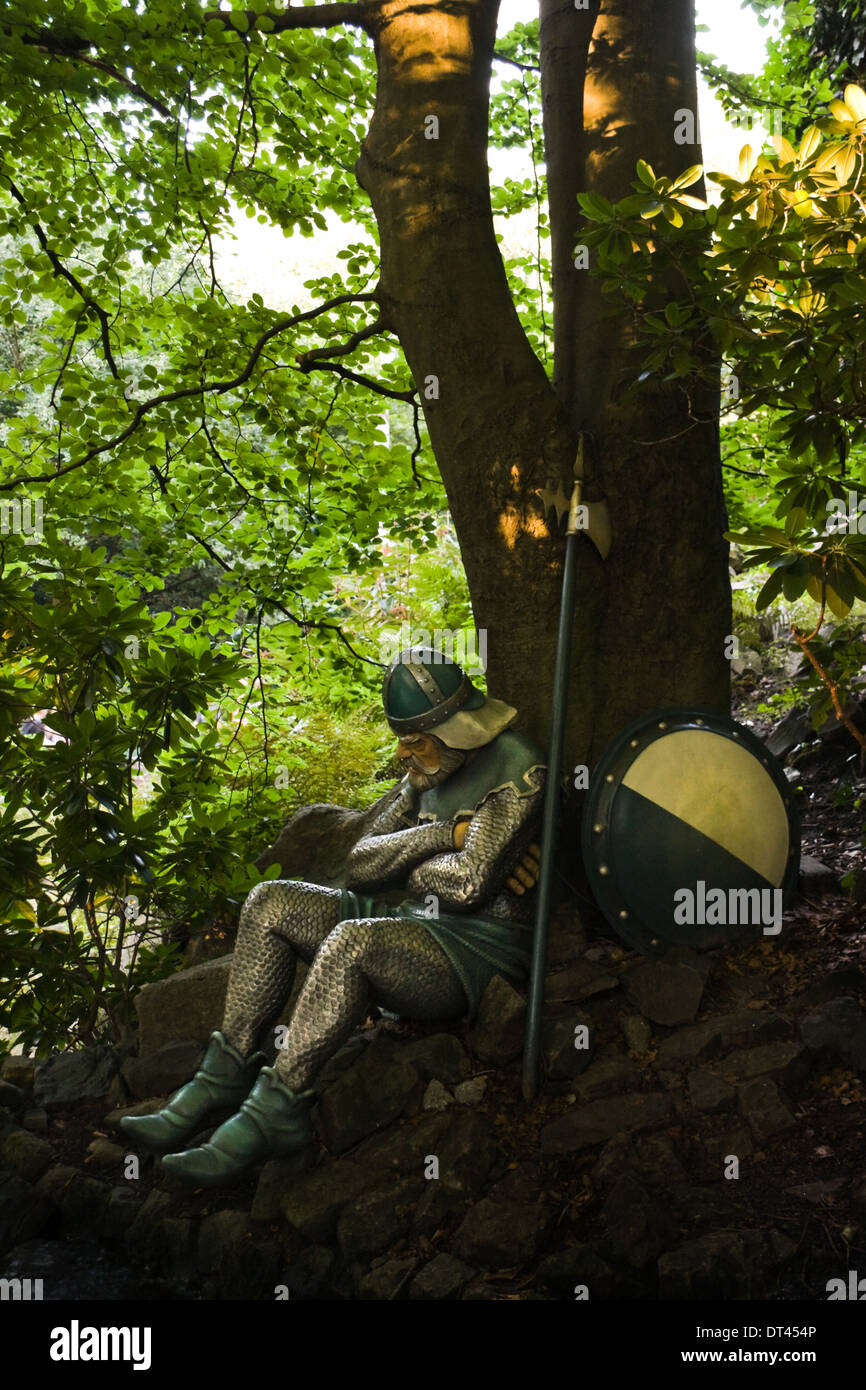 Sleeping soldier in Fairy tale forest, the Efteling, located at ...