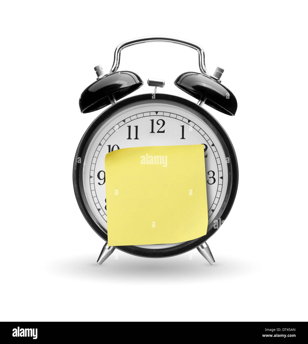 alarm clock with note Stock Photo - Alamy