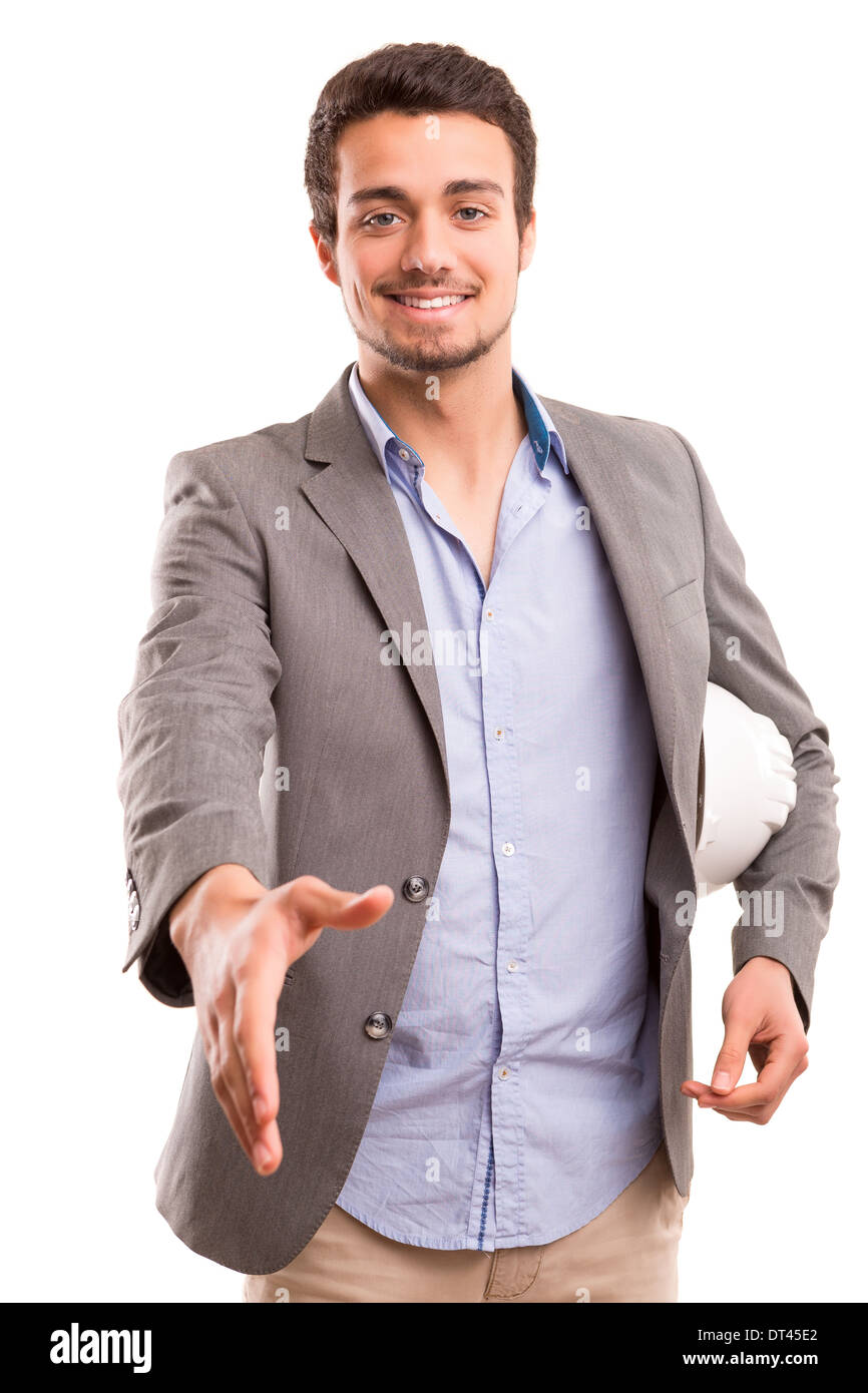 Young business man offering handshake Stock Photo - Alamy