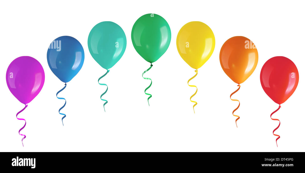 party colorful balloons isolated on white background Stock Photo - Alamy