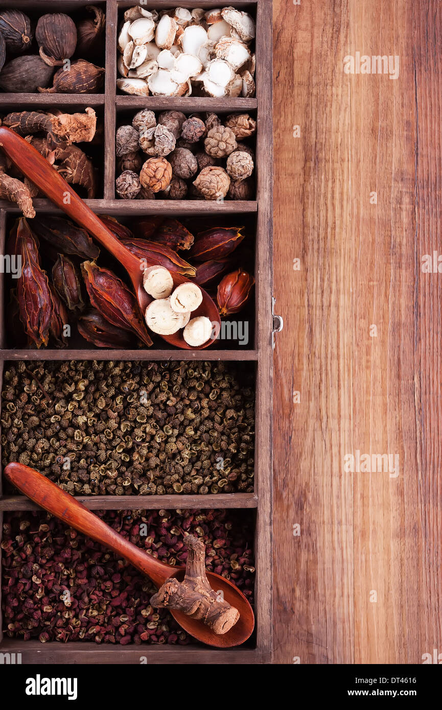 Authentic collection Chinese spices with copy space Stock Photo - Alamy