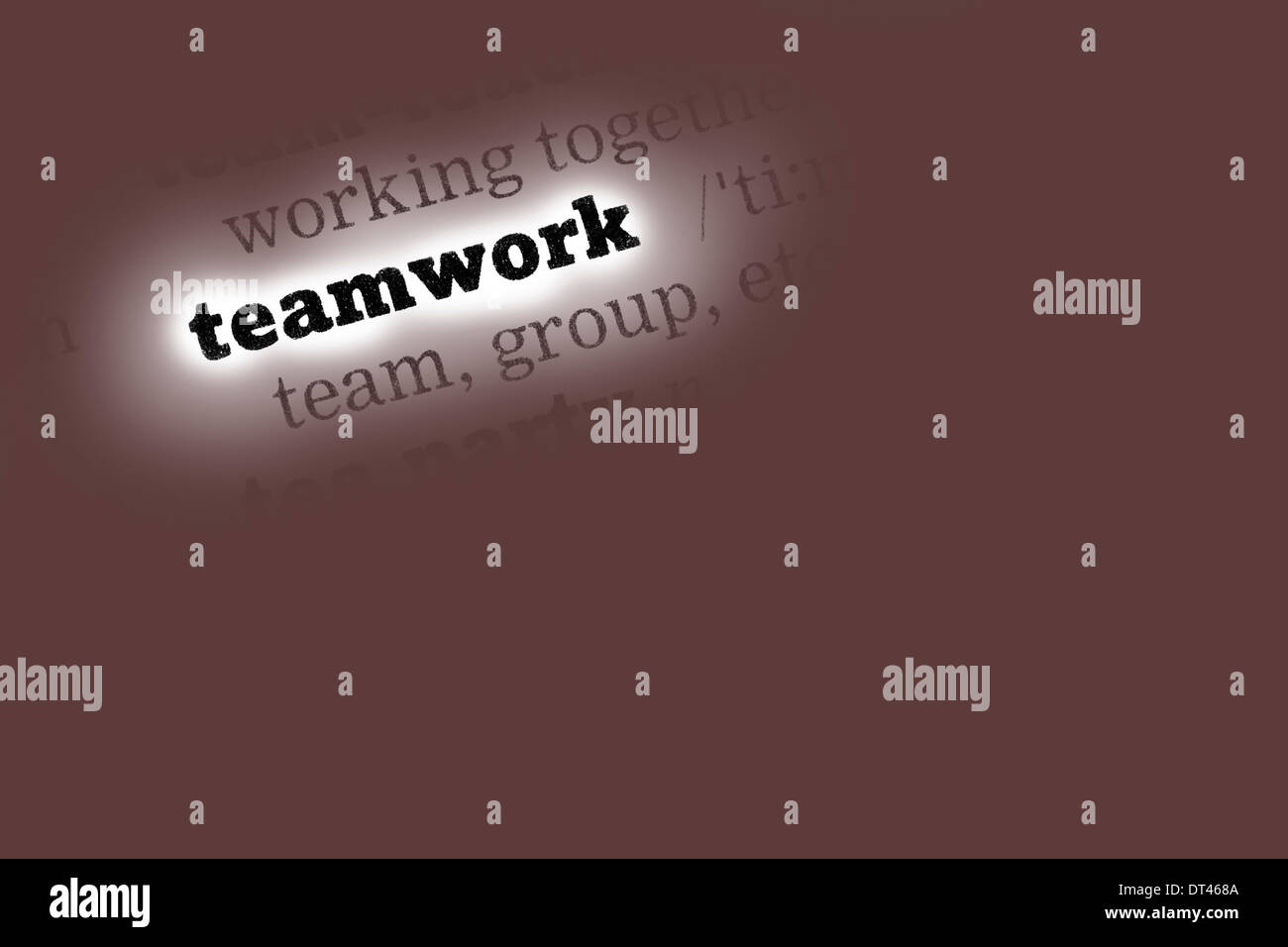 Teamwork Dictionary Definition closeup black and white Stock Photo - Alamy