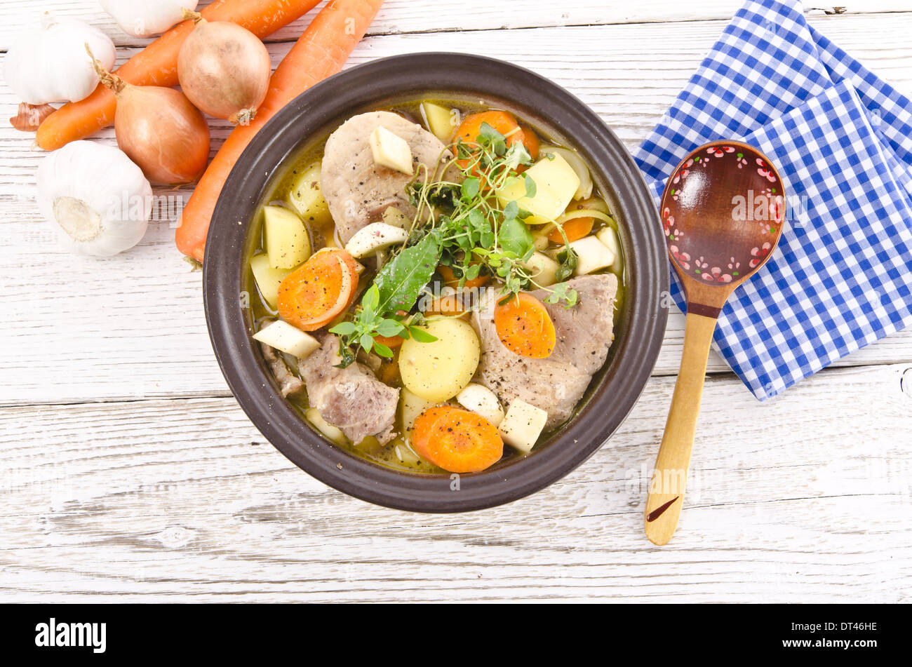 Vegetable stew with meat and herbs Stock Photo - Alamy