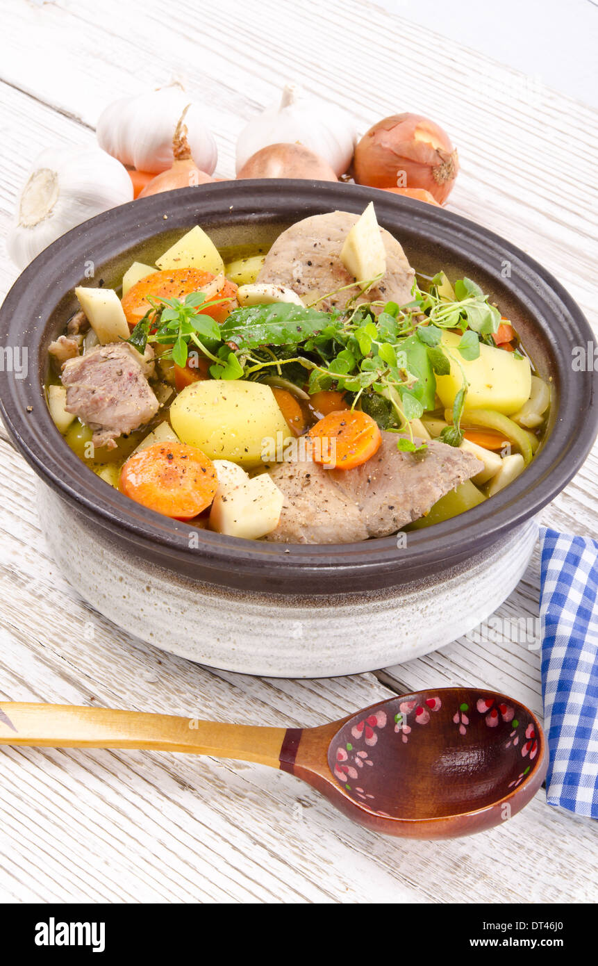 Vegetable stew with meat and herbs Stock Photo - Alamy