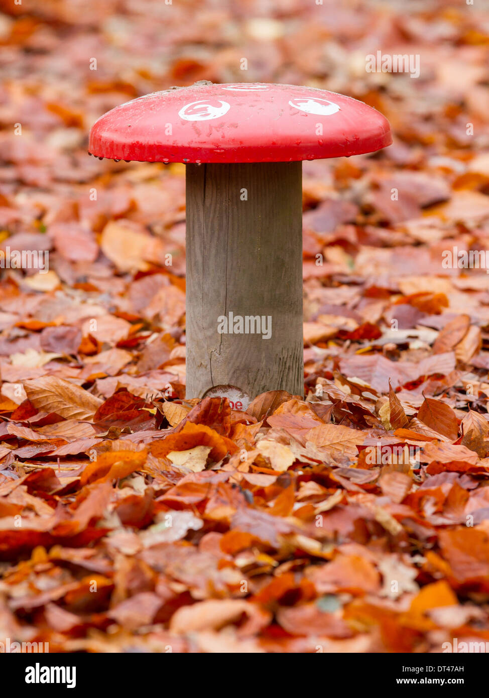 Large metal mushroom standing in a field of leaves Stock Photo - Alamy