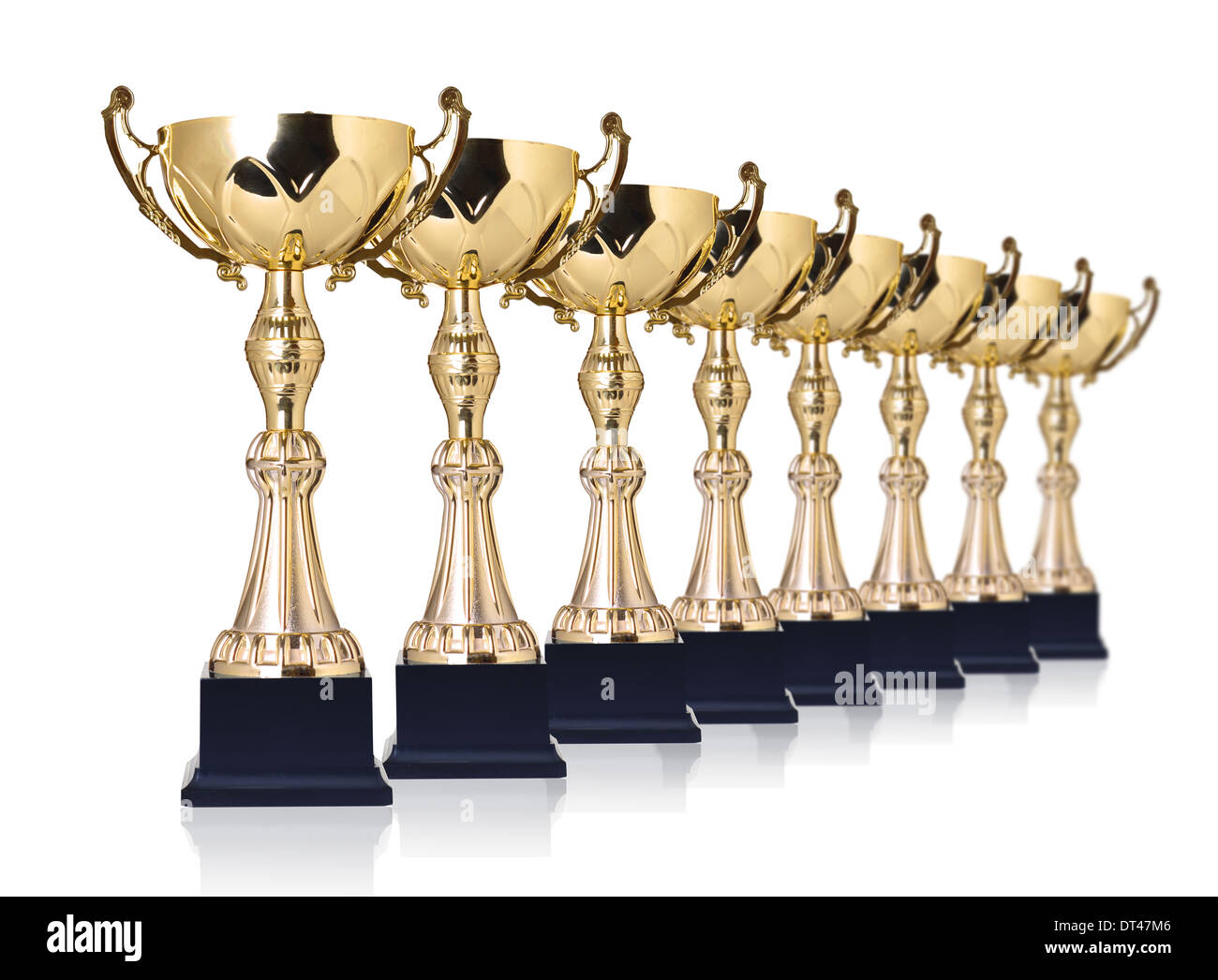row of golden trophies Stock Photo - Alamy