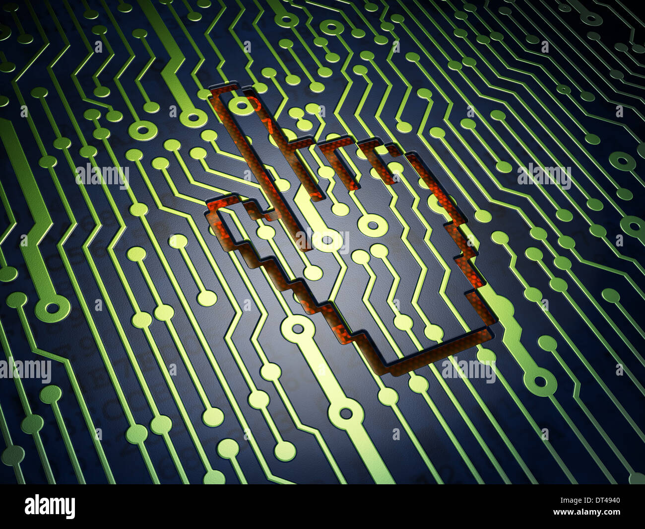 Web development concept: Mouse Cursor on circuit board background Stock ...