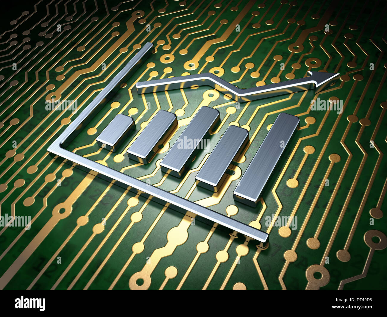 Marketing concept: Growth Graph on circuit board background Stock Photo ...