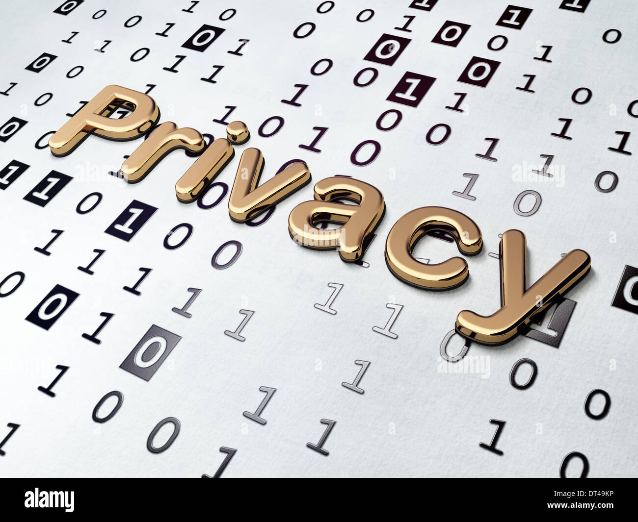 Protection concept: Golden Privacy on Binary Code background Stock ...