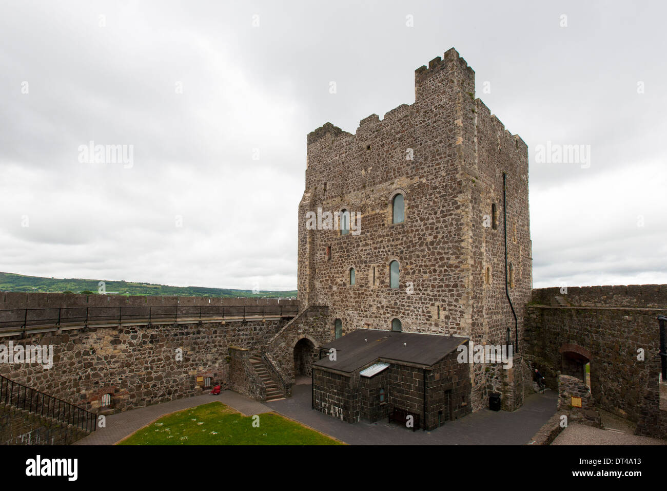 The keep or tower seen from inside the courtyard of Carrickfergus ...