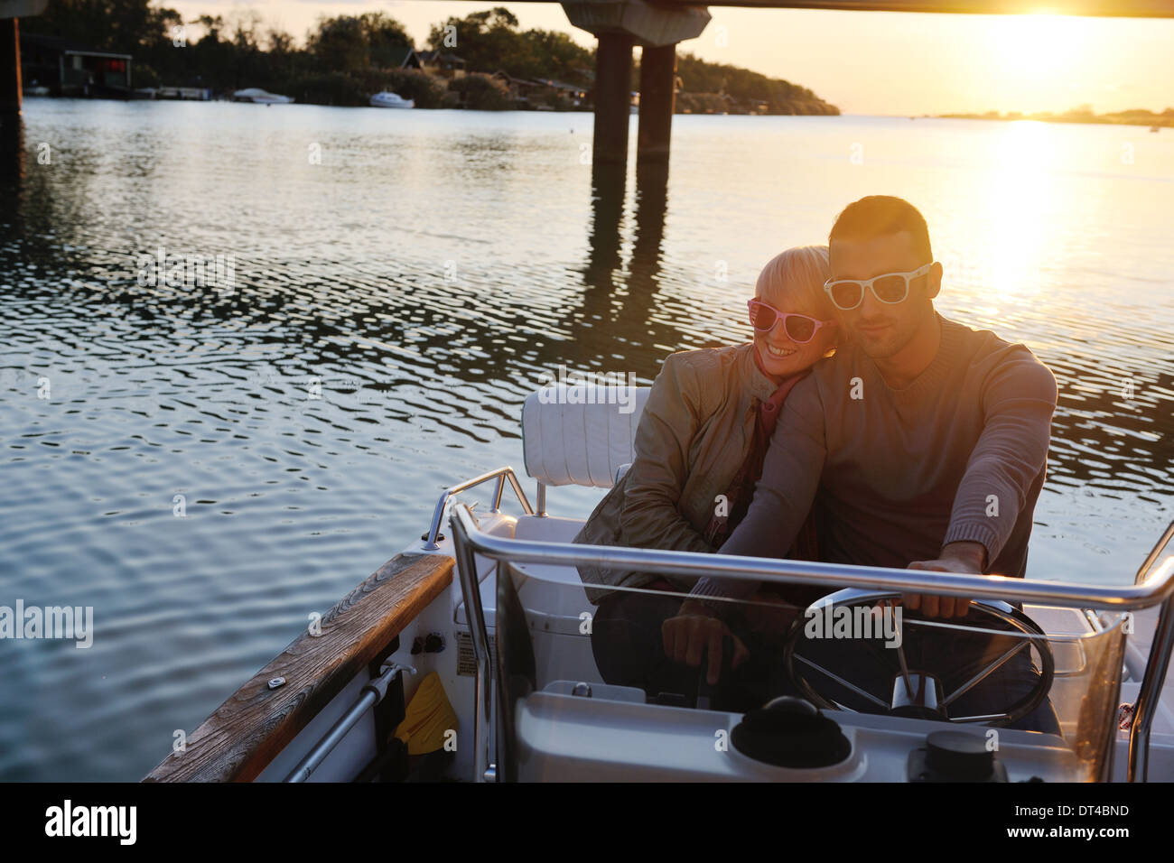 couple in love have romantic time on boat Stock Photo - Alamy