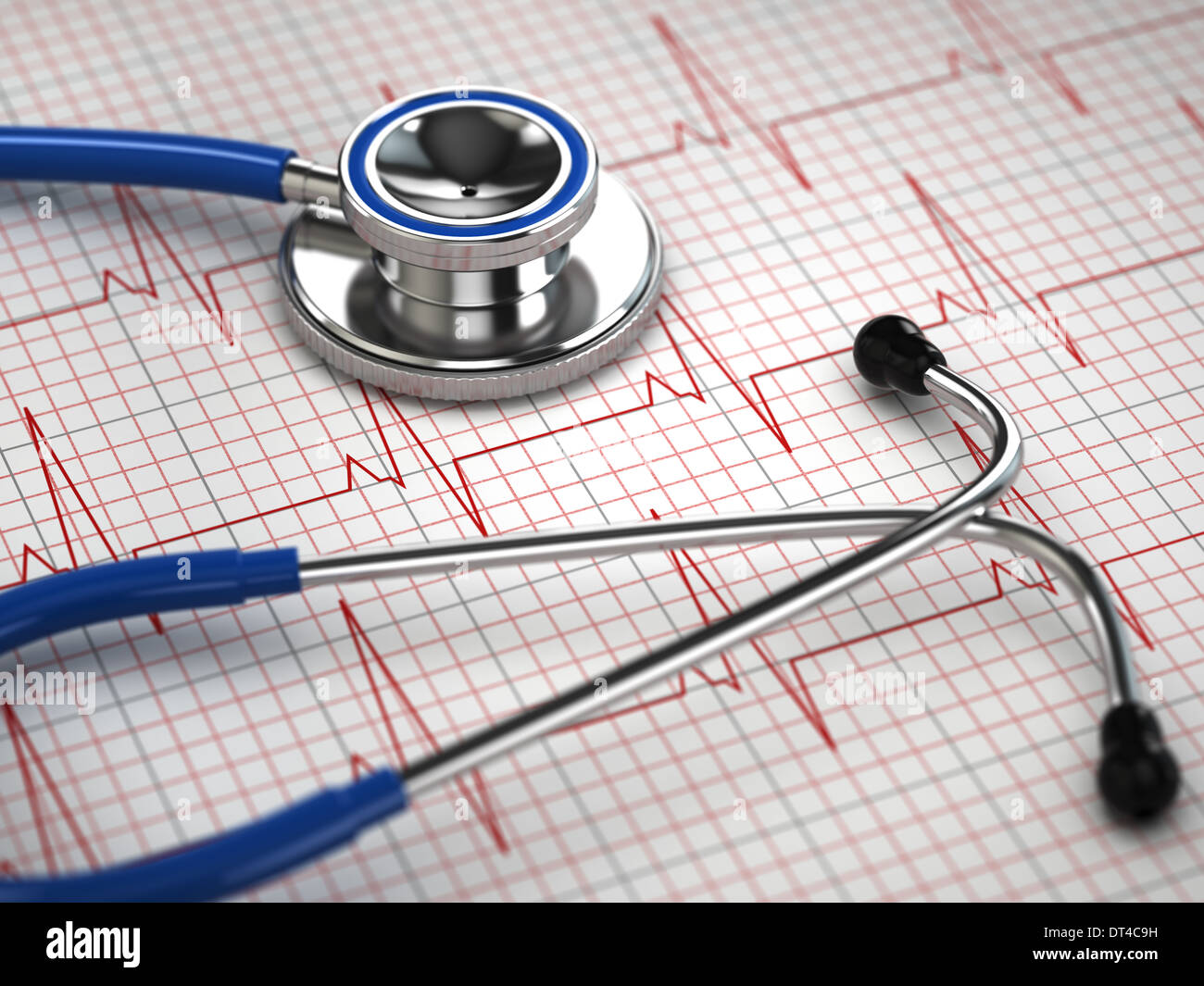 Stethoscope and ECG cardiogram. Medicine concept, 3d Stock Photo - Alamy
