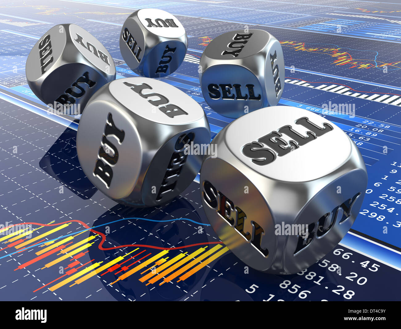 Stock market concept. Dice on financial graph. 3d Stock Photo - Alamy