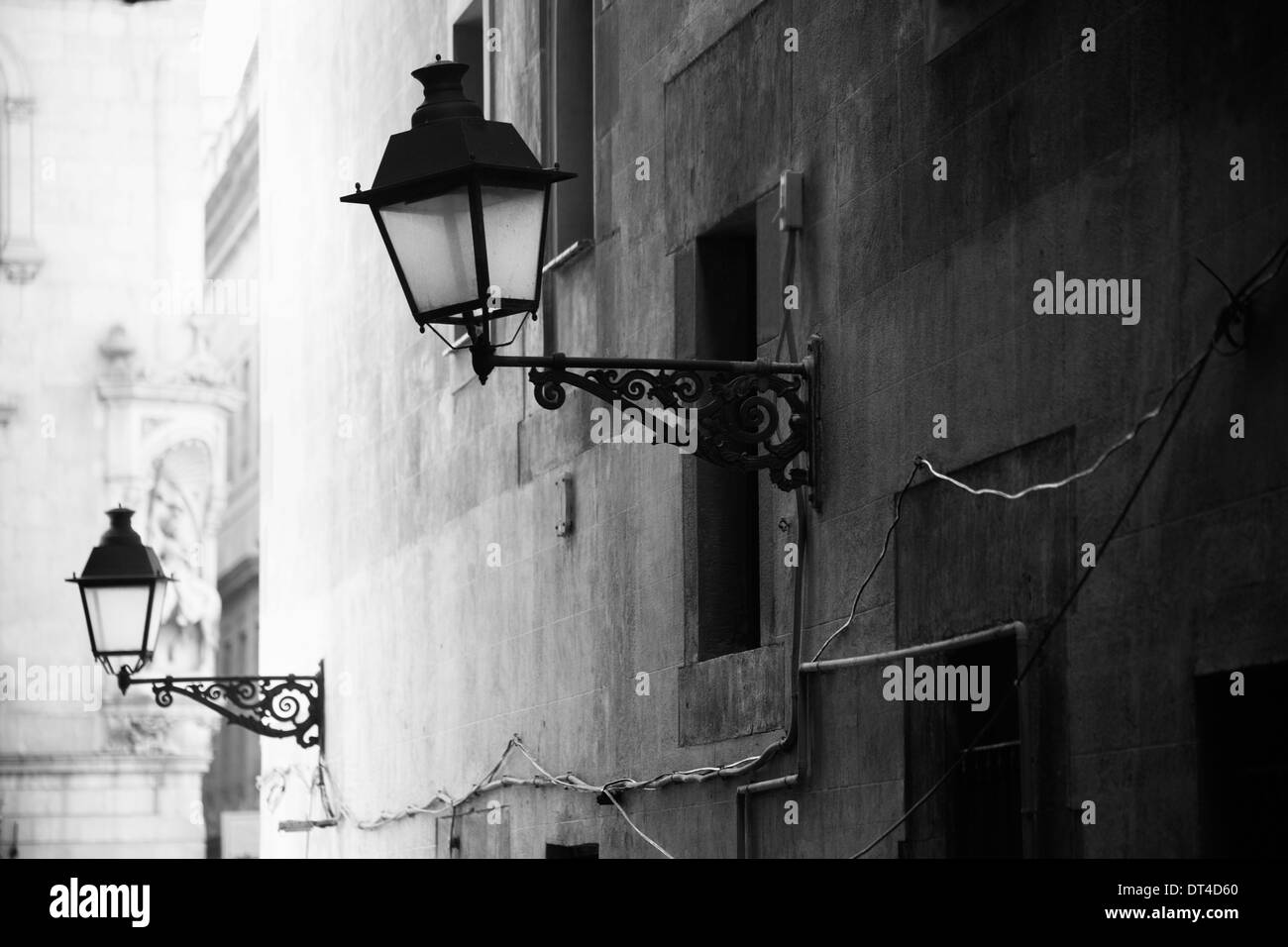 Traditional street lamps. Gothic Neighbourhood, Barcelona Stock Photo ...