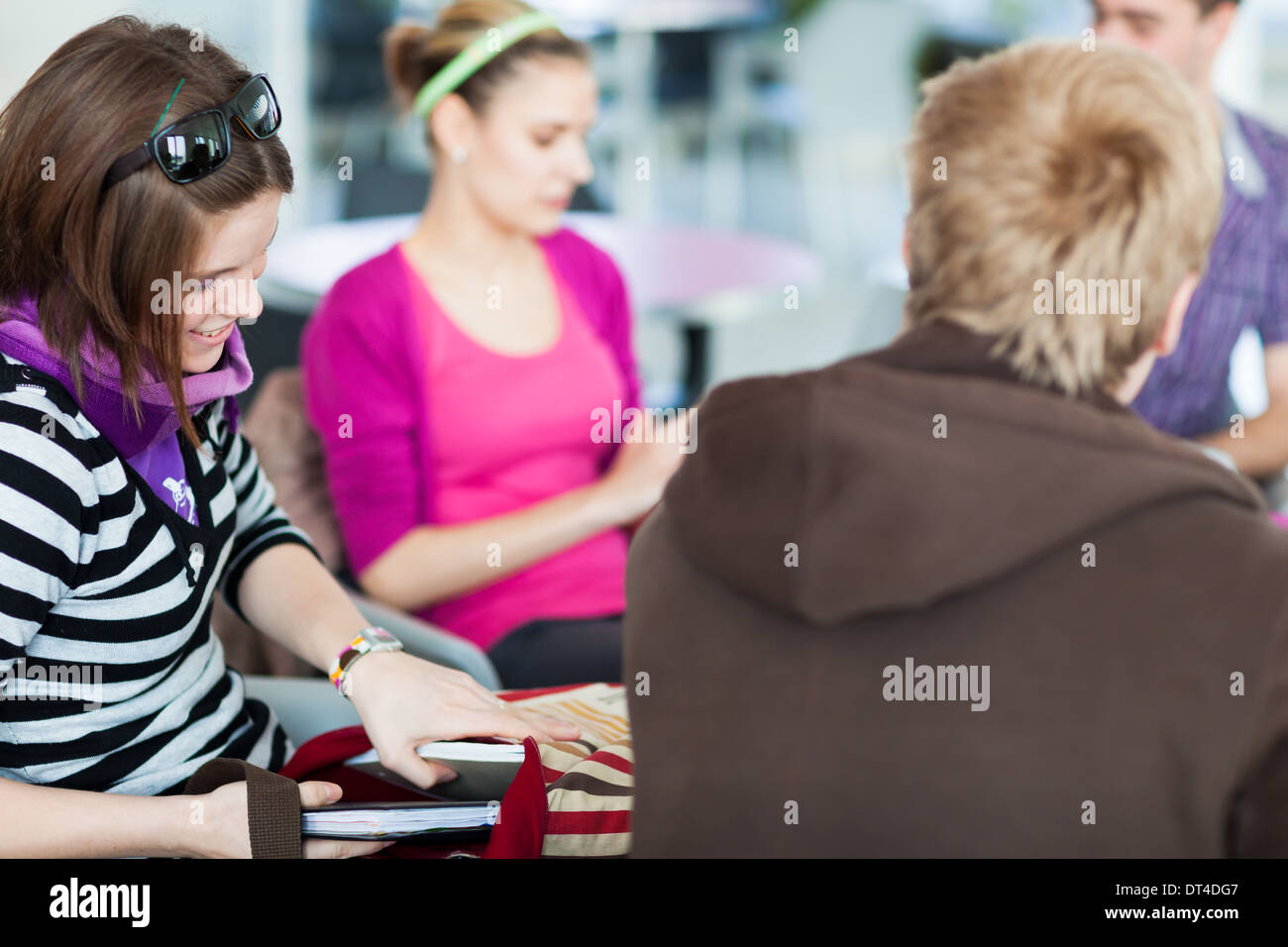 Group of college/university students during a brake Stock Photo - Alamy