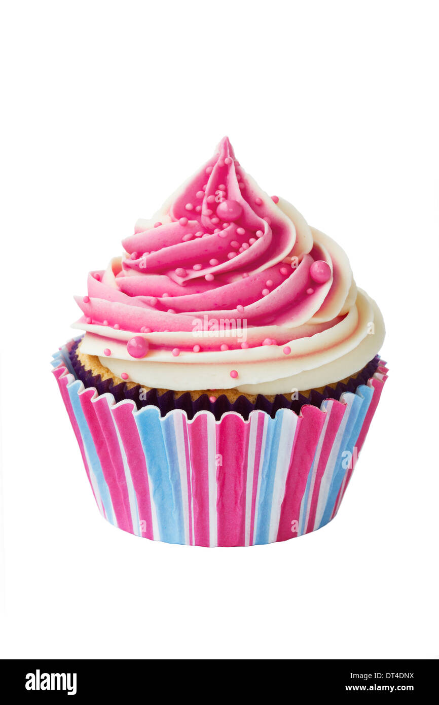 Raspberry ripple cupcake isolated on white Stock Photo - Alamy