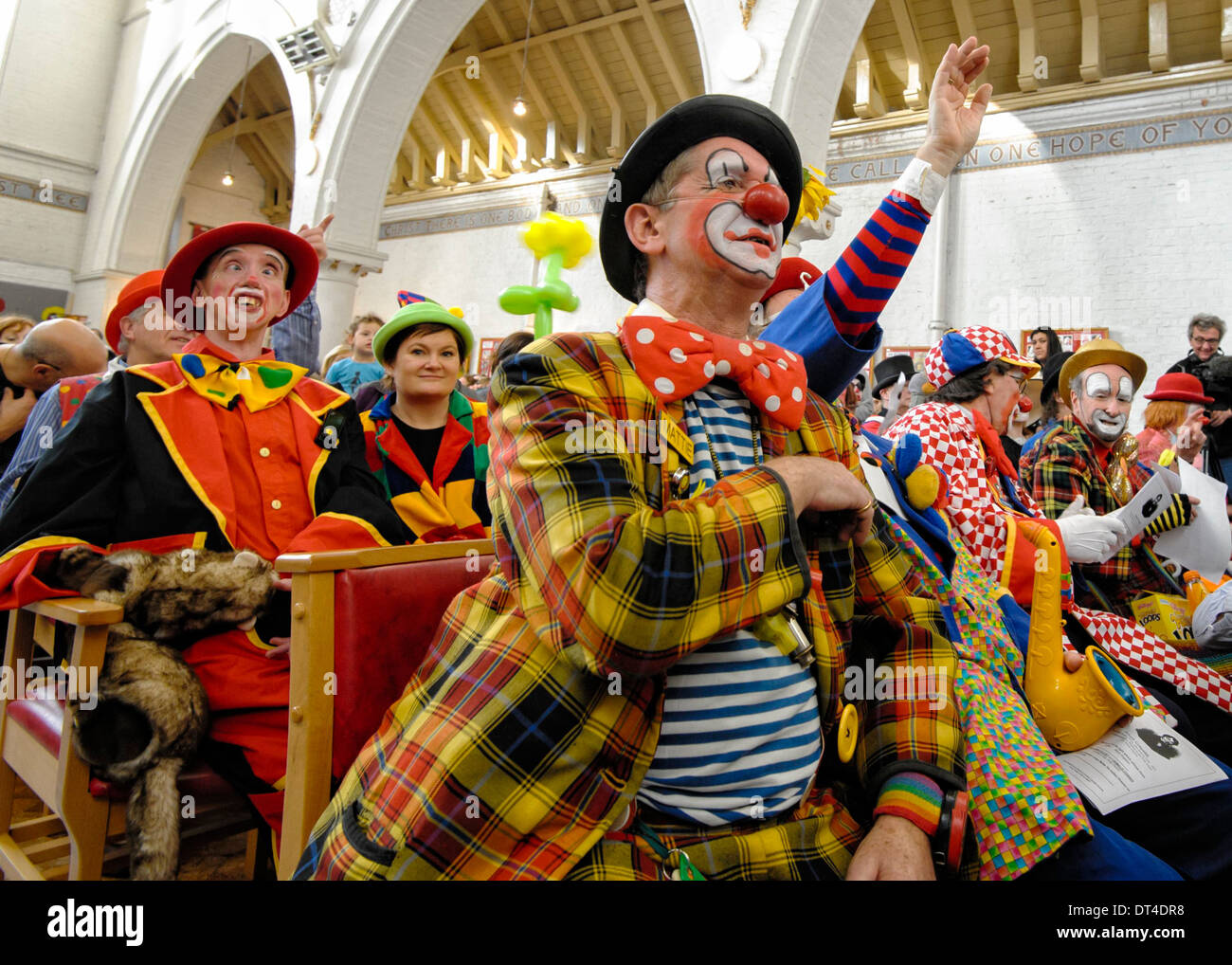 East London, UK, 02/02/2014 : Clowns in Joseph Grimaldi church tribute ...