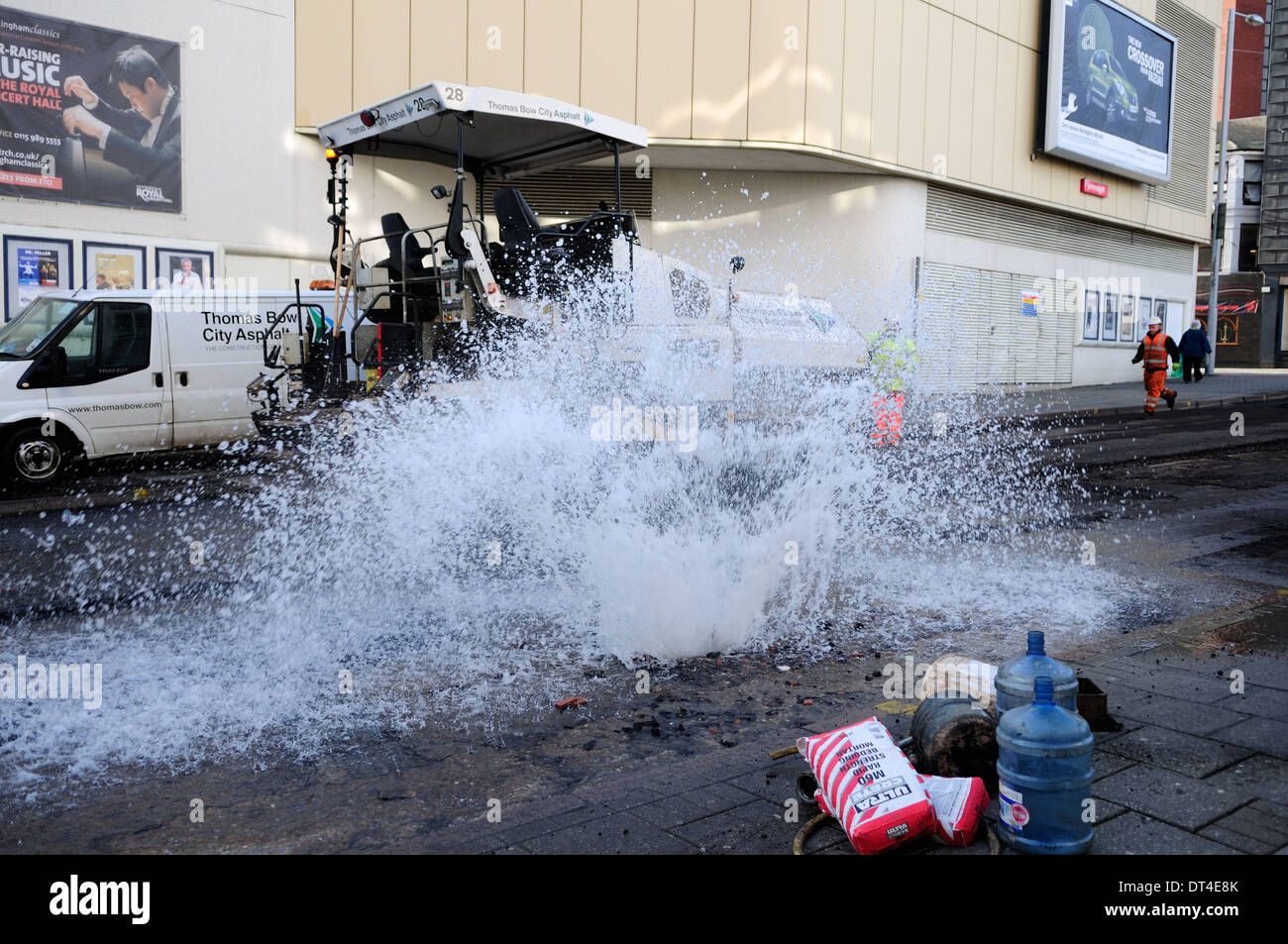 Road Works, Repairing Burst Water Pipe And Laying New Road Surface ...