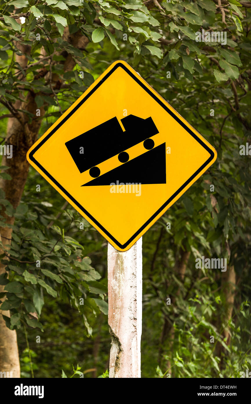 Attention truck slope road Stock Photo - Alamy
