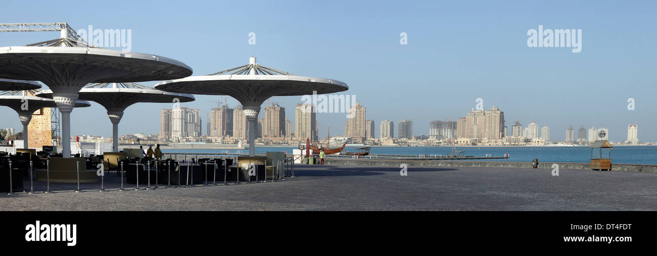 View of The Pearl development in Qatar, seen from Katara cultural ...
