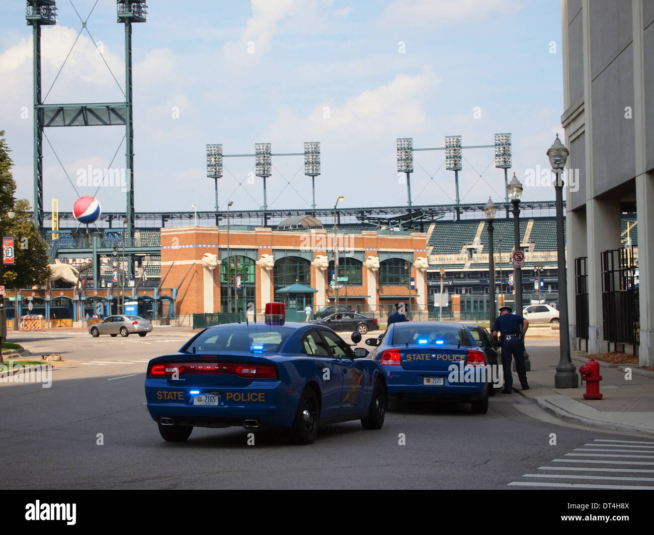 Michigan State Police stop a motorist in Detroit, Michigan, USA Stock ...