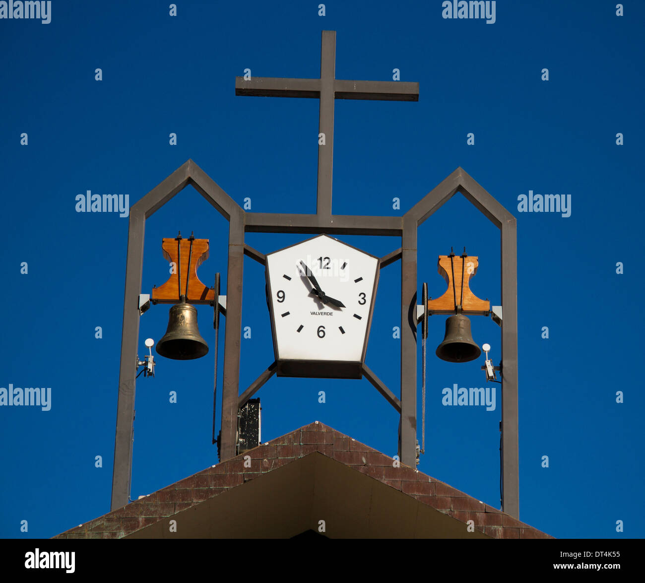 Electric Church Bells and Clock Stock Photo - Alamy