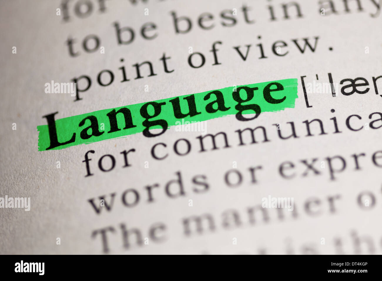 Fake Dictionary, Dictionary definition of the word Language Stock Photo ...