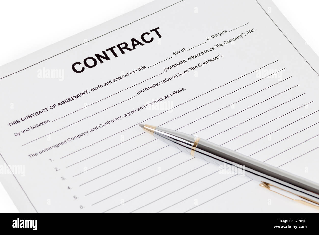 Business contract with pen on white background Stock Photo - Alamy