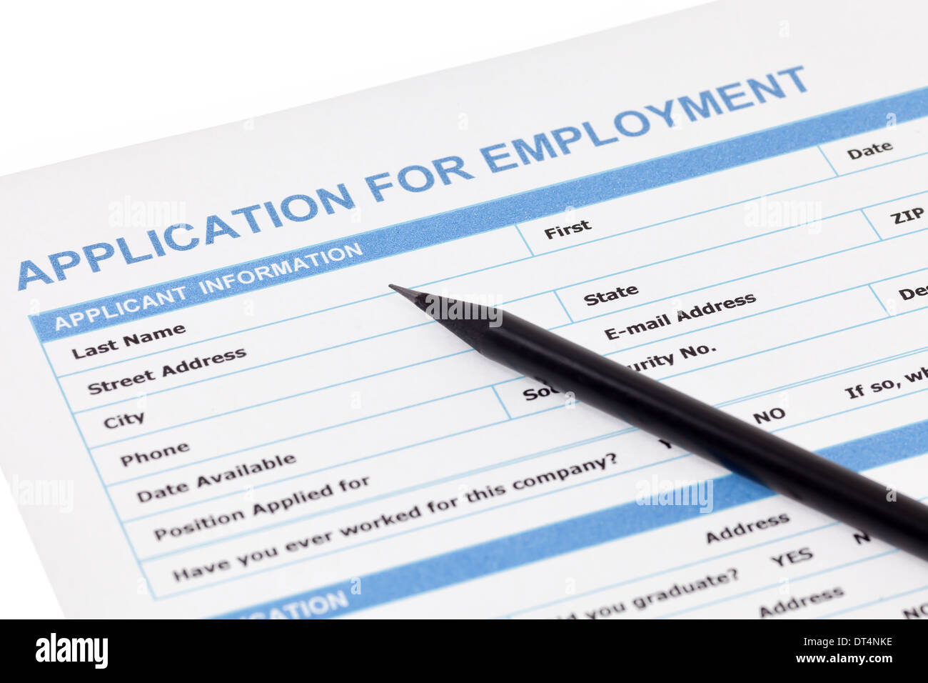 Application for employment Stock Photo - Alamy