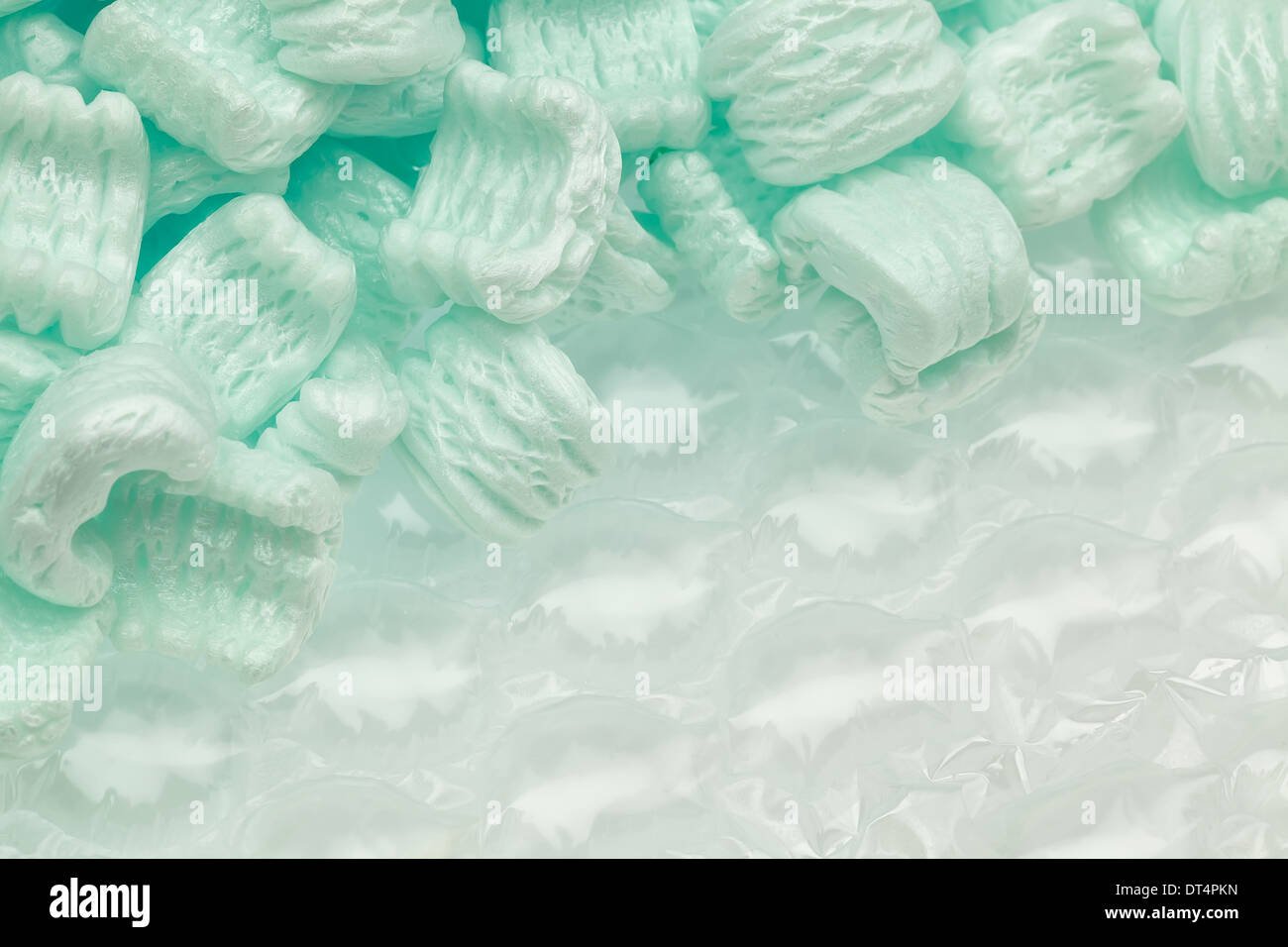 Polystyrene and bubble wrap for packing filler and cushioning Stock ...