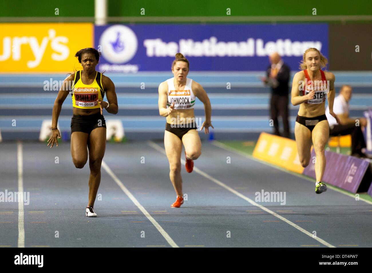 Sheffield, UK. 8th Feb, 2014. Asha PHILIP winning the 60 METRES - Women ...