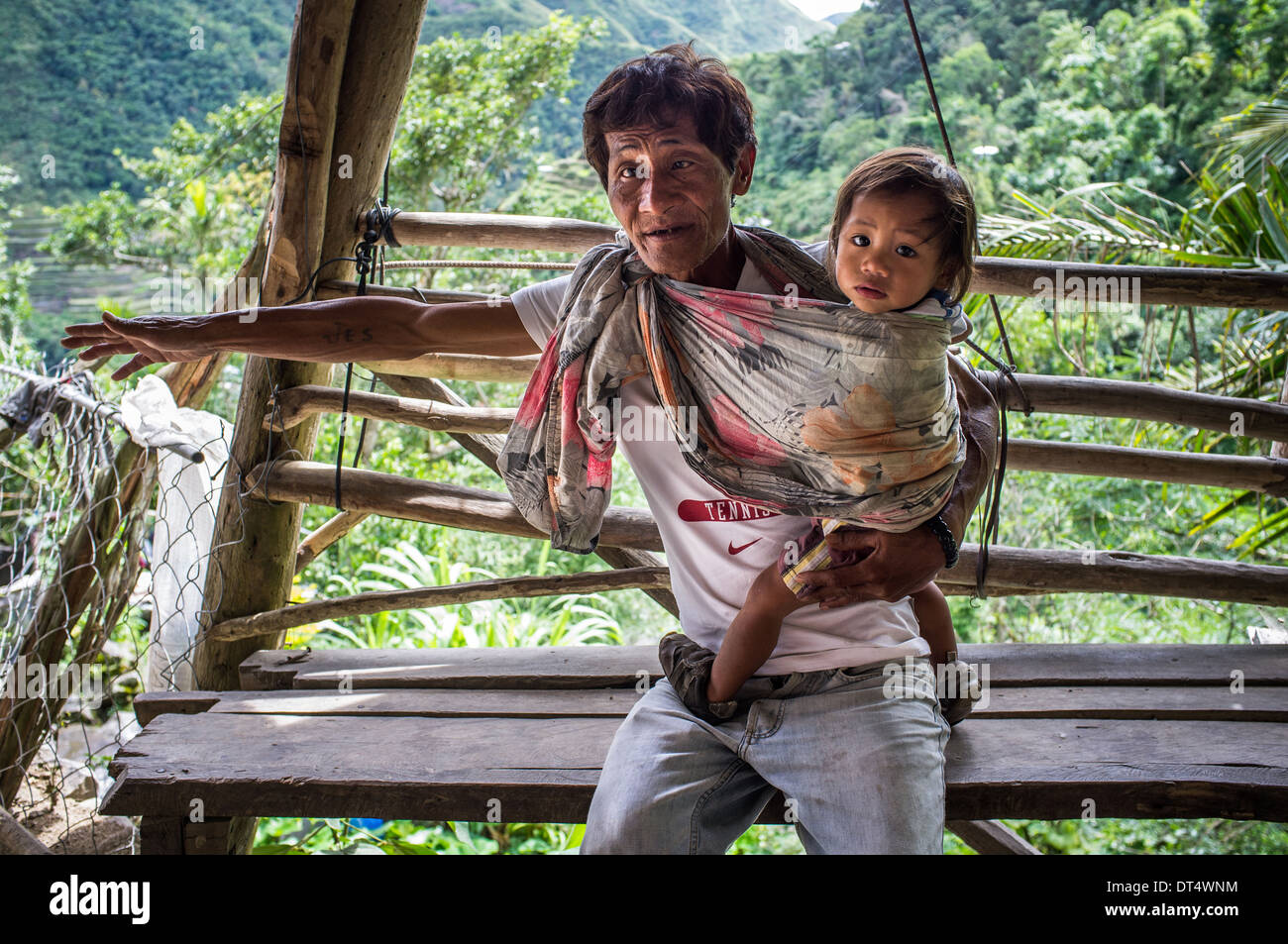 father and child (family) house in Batad, Philippines, Asia Stock Photo ...
