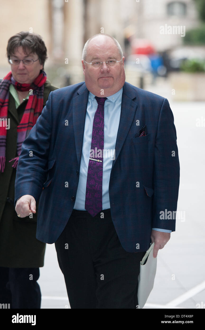 Communities Secretary Eric Pickles (R) arrives at the BBC Television ...