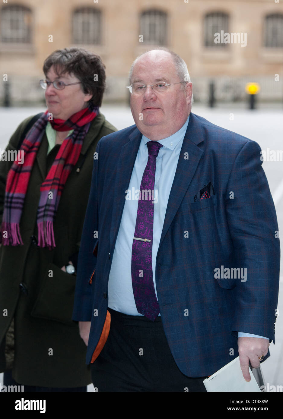 Communities Secretary Eric Pickles (R) arrives at the BBC Television ...