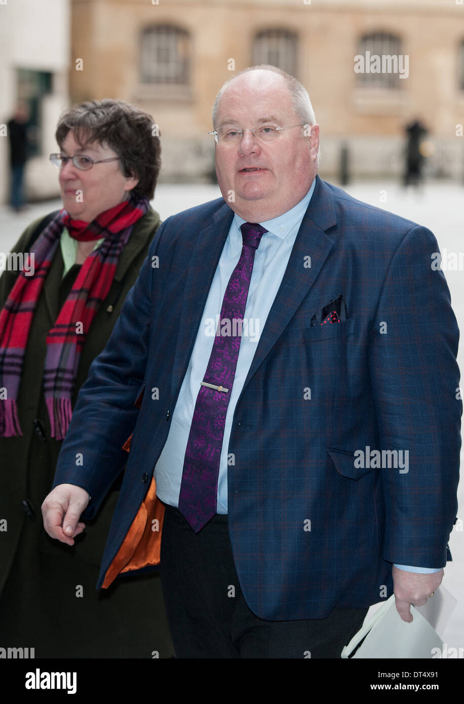 Communities Secretary Eric Pickles (R) arrives at the BBC Television ...