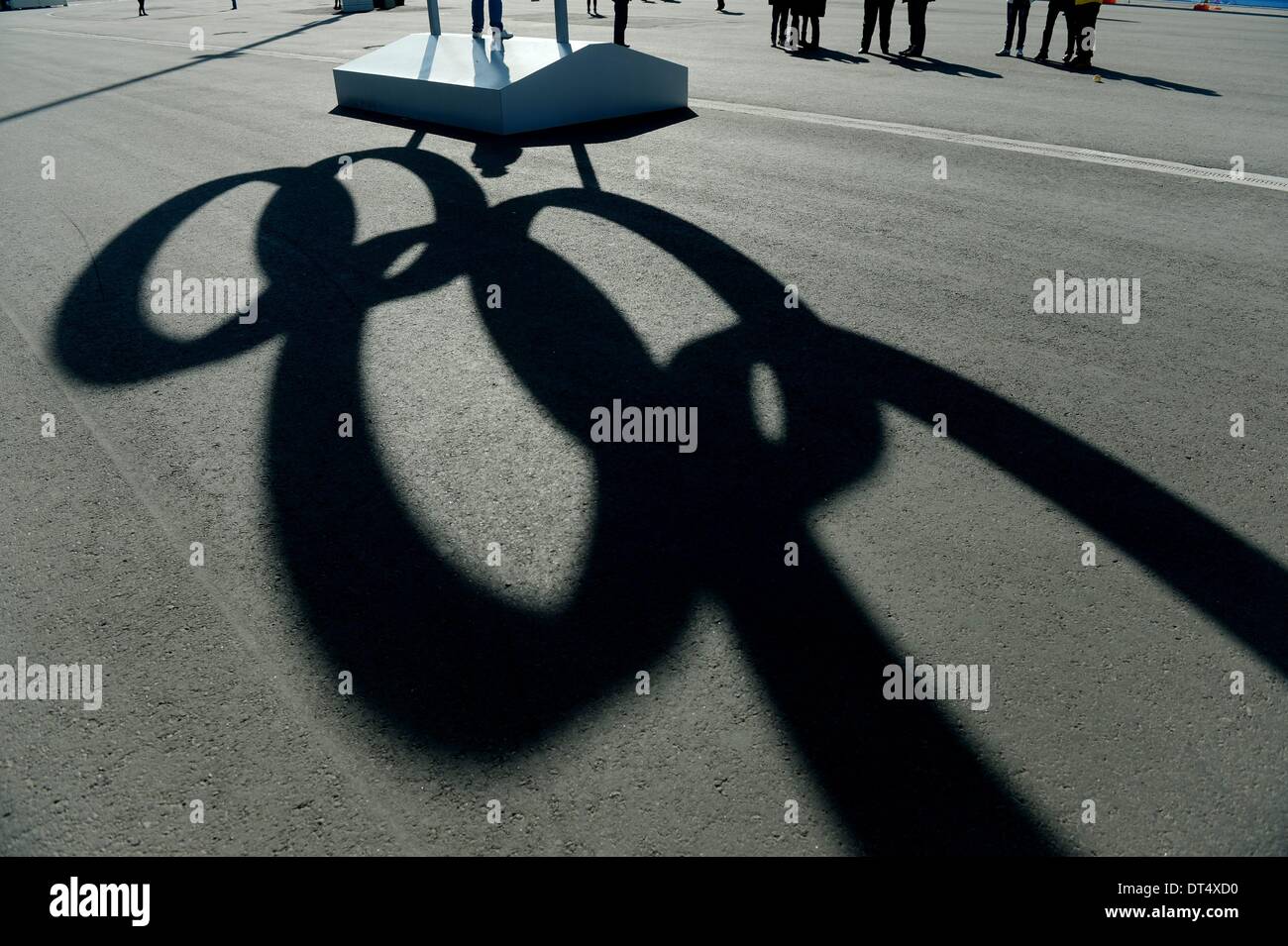 Shadow of the olympic rings in the olympic park at the Sochi 2014 ...