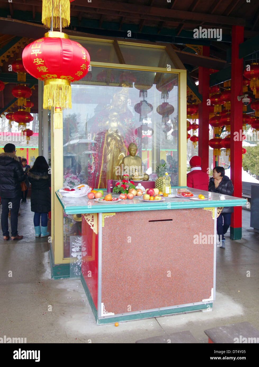 Buddha statue and altar at a Chinese Buddhist temple outside Toronto ...