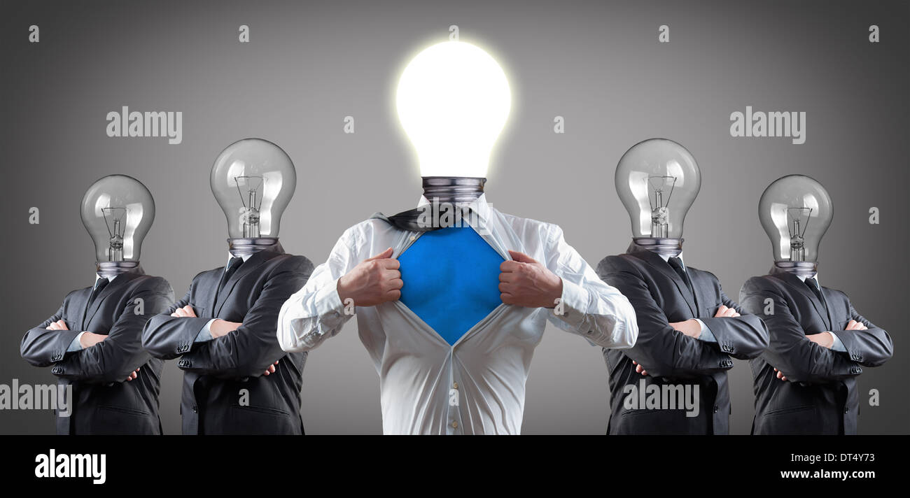 super hero businessman with the best idea Stock Photo - Alamy